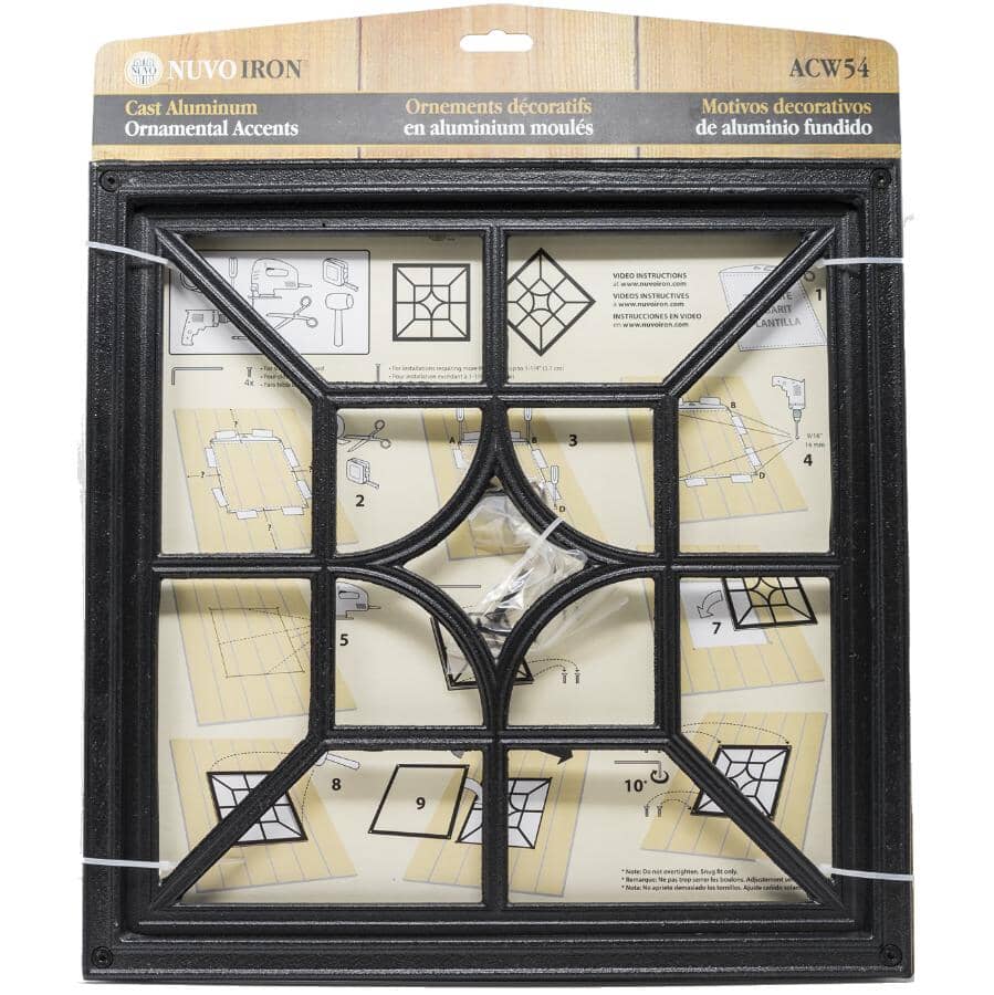 NUVO IRON 15" x 15" Black Powder Coated Aluminum Ornamental Gate Insert ...