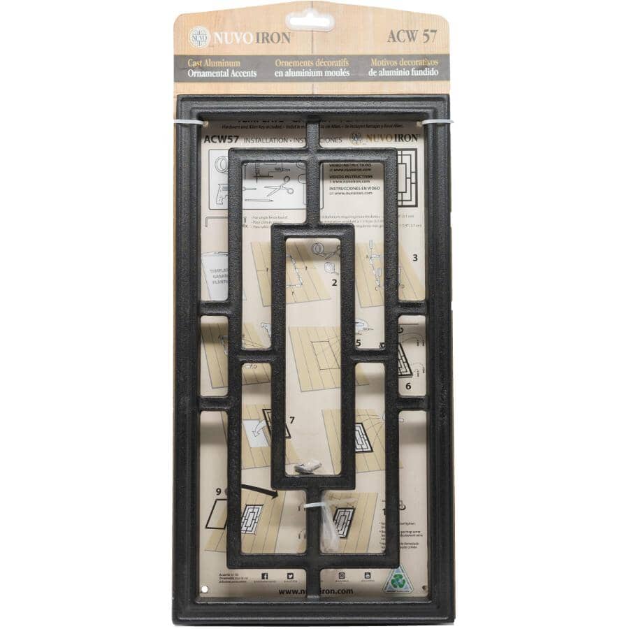 NUVO IRON 9" x 17" Black Powder Coated Aluminum Ornamental Gate Insert ...