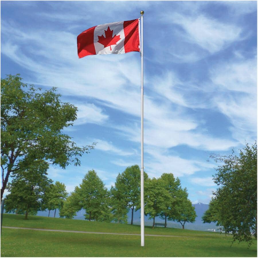 FLYING COLOURS 20' Steel Telescopic Flagpole Kit, with Canadian Flag ...