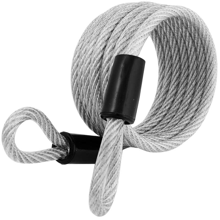 MASTER LOCK 1/4" x 6' Vinyl Coated Braided Cable, with Loop Ends | Home ...