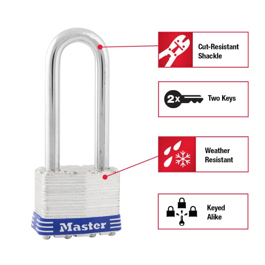 MASTER LOCK 3 Pack Keyed Alike 1-3/4" Laminated Padlocks, with 2-1/2 ...