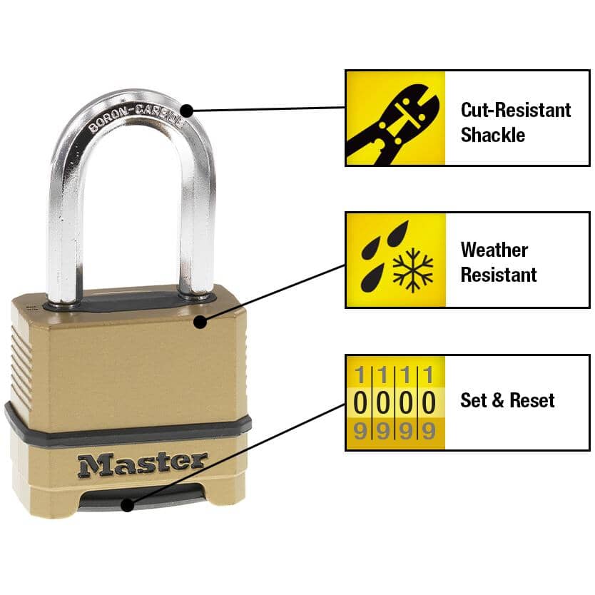 MASTER LOCK 2" Resettable Combination Padlock, with 1-1/2" Shackle ...