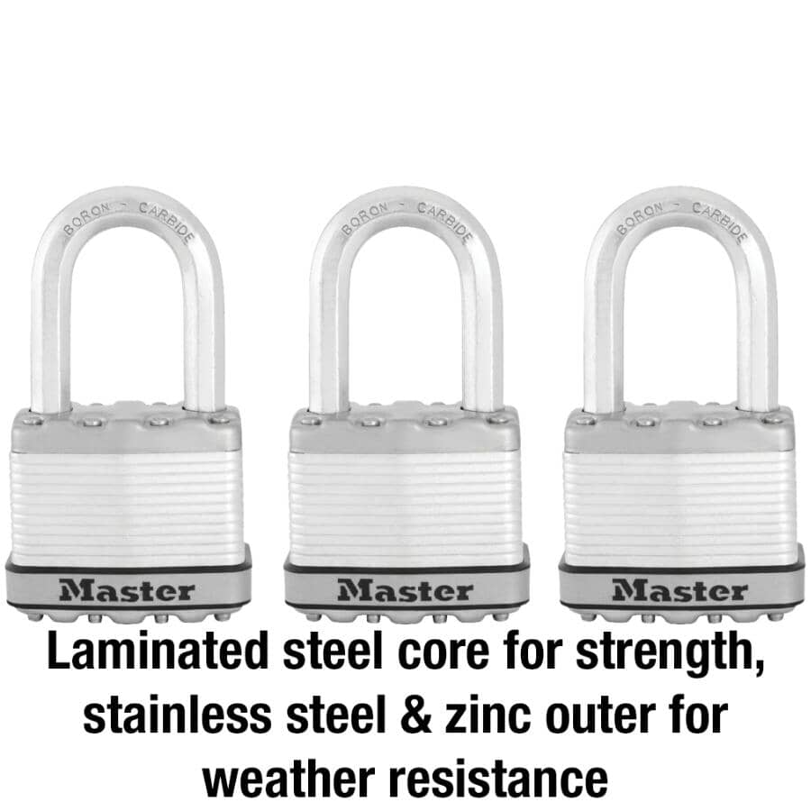 MASTER LOCK 3 Pack 2" Laminated Padlocks, with 1-1/2" Shackle | Home ...