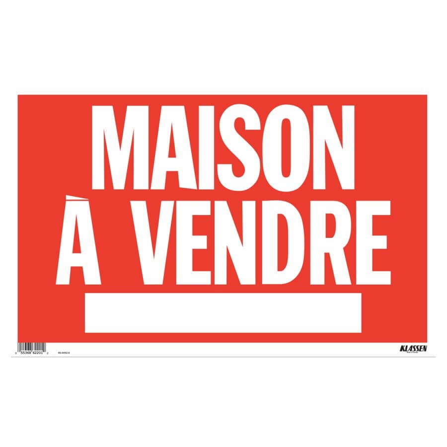 12" x 19" Maison a Vendre Sign | Home Hardware