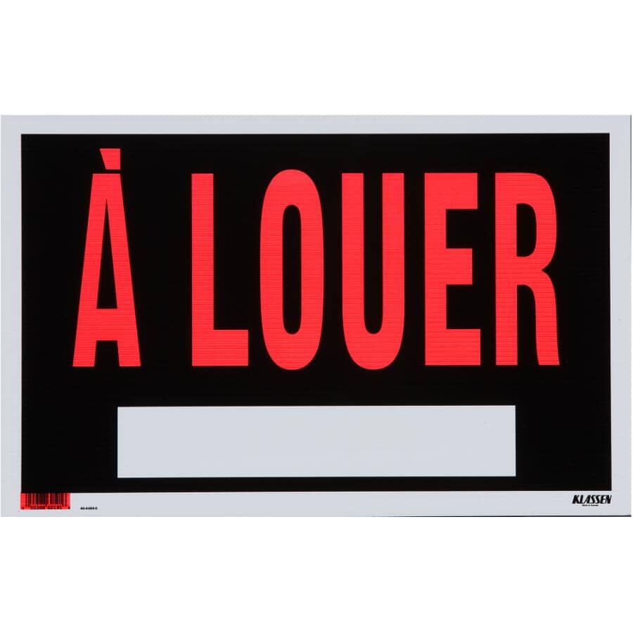 KLASSEN 12" x 19" A Louer Sign | Home Hardware