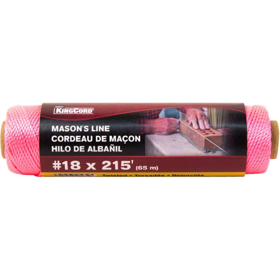 KINGCORD 215' #18 Pink Polypropylene Twisted Mason's Twine | Home Hardware