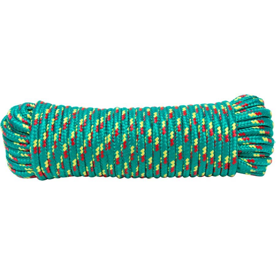 KINGCORD 3/8" x 100' Diamond Braid Polypropylene Rope, Assorted Colours ...