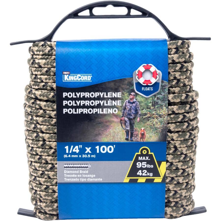 KINGCORD 1/4" x 100' Camo Diamond Braid Polypropylene Rope | Home Hardware