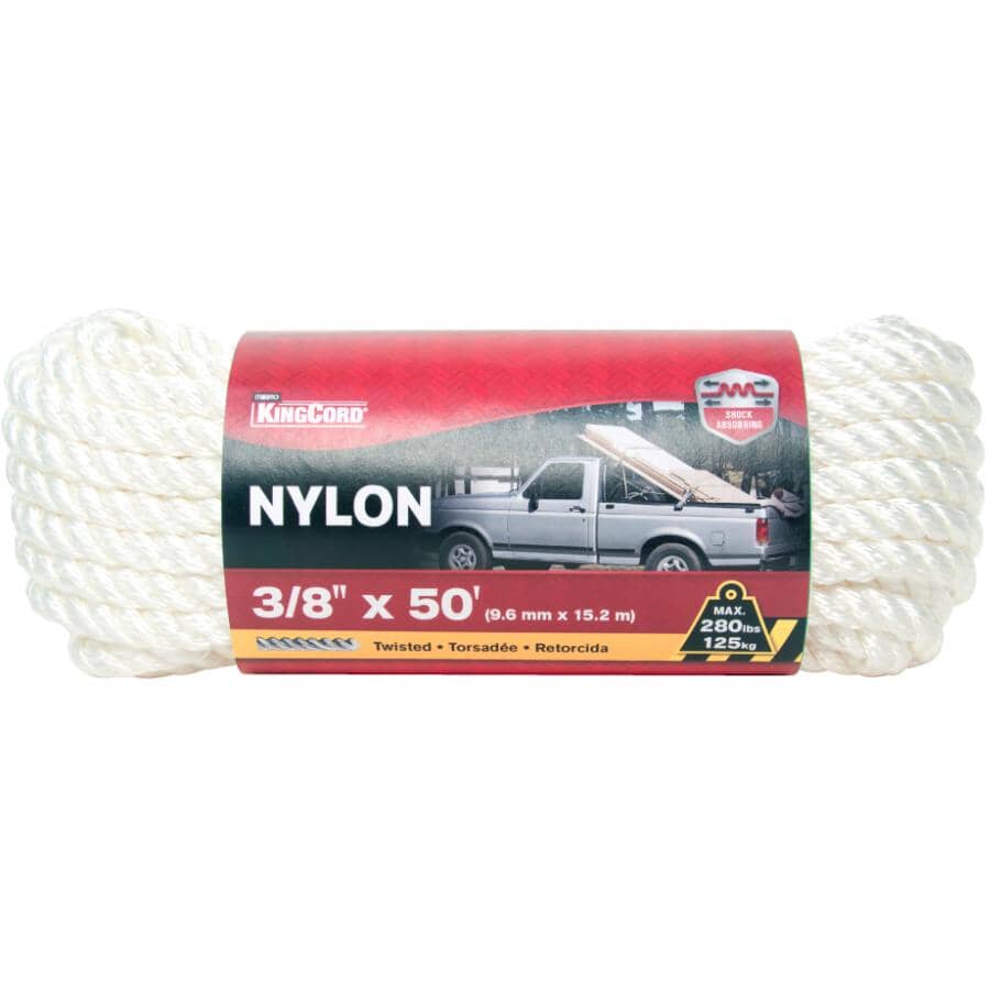 Corde en nylon torsadé de 3/8 po x 50 pi, blanc Kingcord | Home Hardware