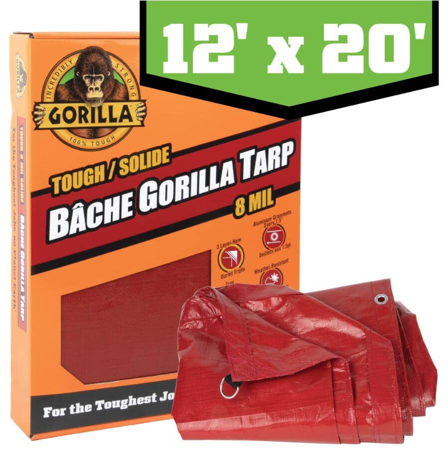 GORILLA 12' x 20' Tough Red Poly Tarp | Home Hardware