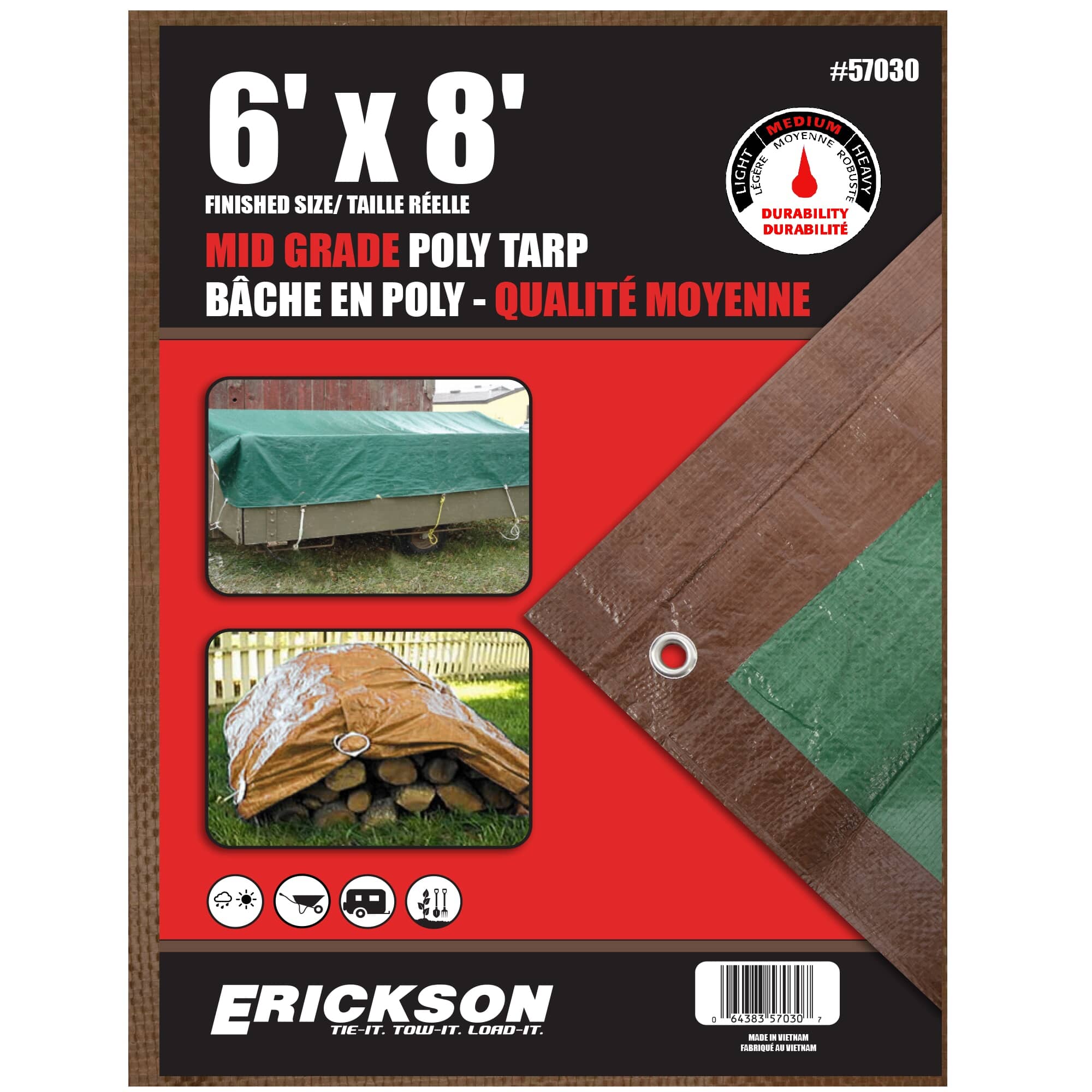 ERICKSON MANUFACTURING 6' x 8' Reversible Mid-Grade Poly Tarp | Home ...