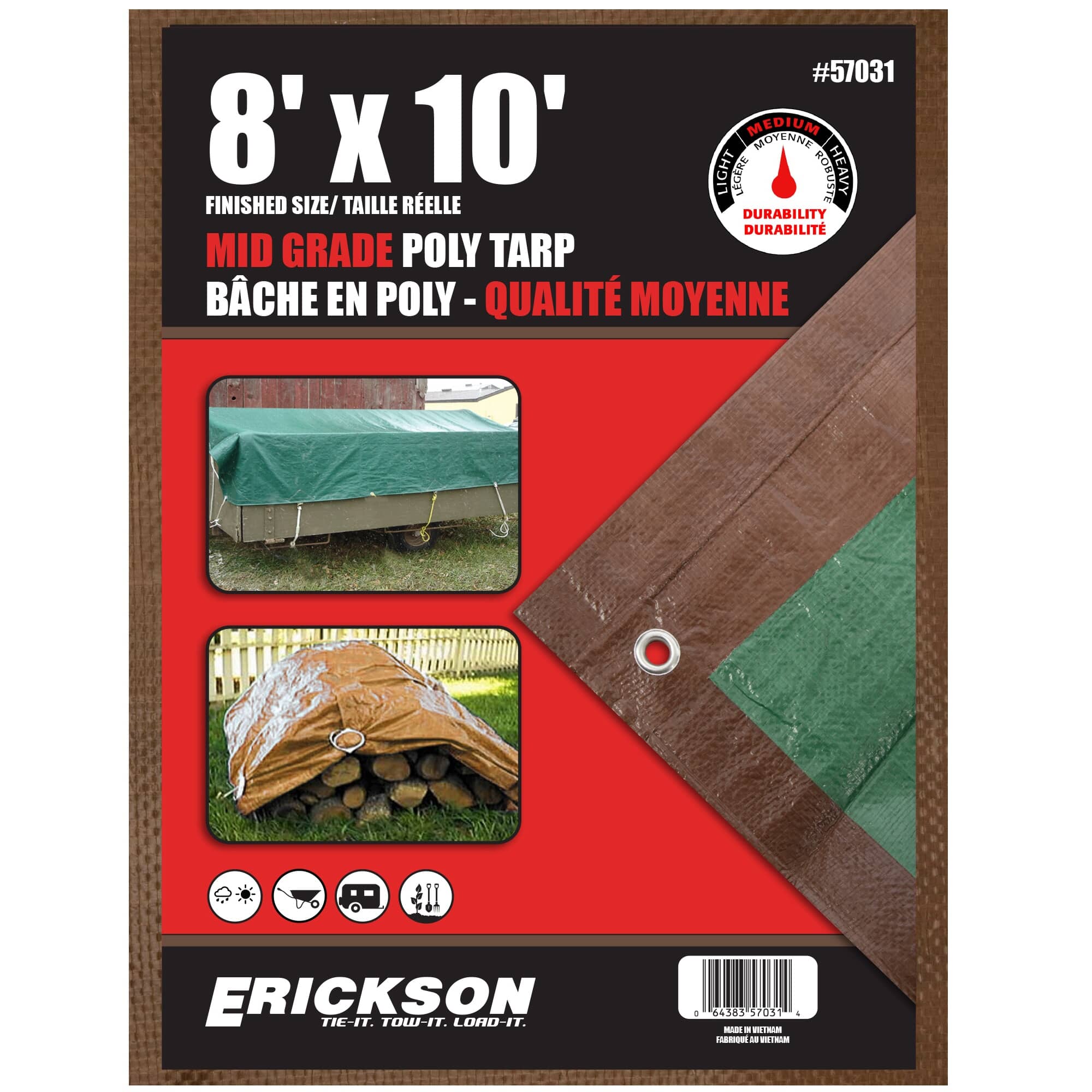 ERICKSON MANUFACTURING 8' x 10' Reversible Mid-Grade Poly Tarp | Home ...