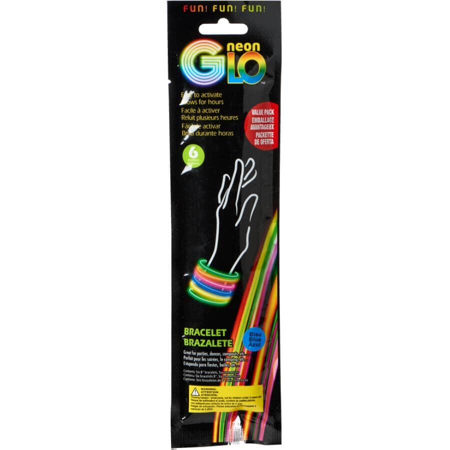 NEON GLO Glow Bracelets - 8", 6 Pack | Home Hardware