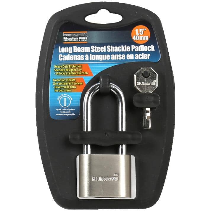 HOME ESSENTIALS MASTERPRO Long Beam Steel Shackle Padlock | Home Hardware