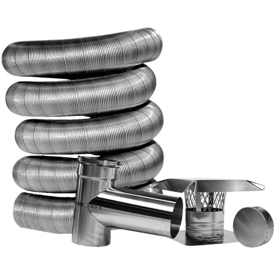 SELKIRK 6" Diameter x 25'L Flexible Stainless Steel Chimney Liner Kit ...