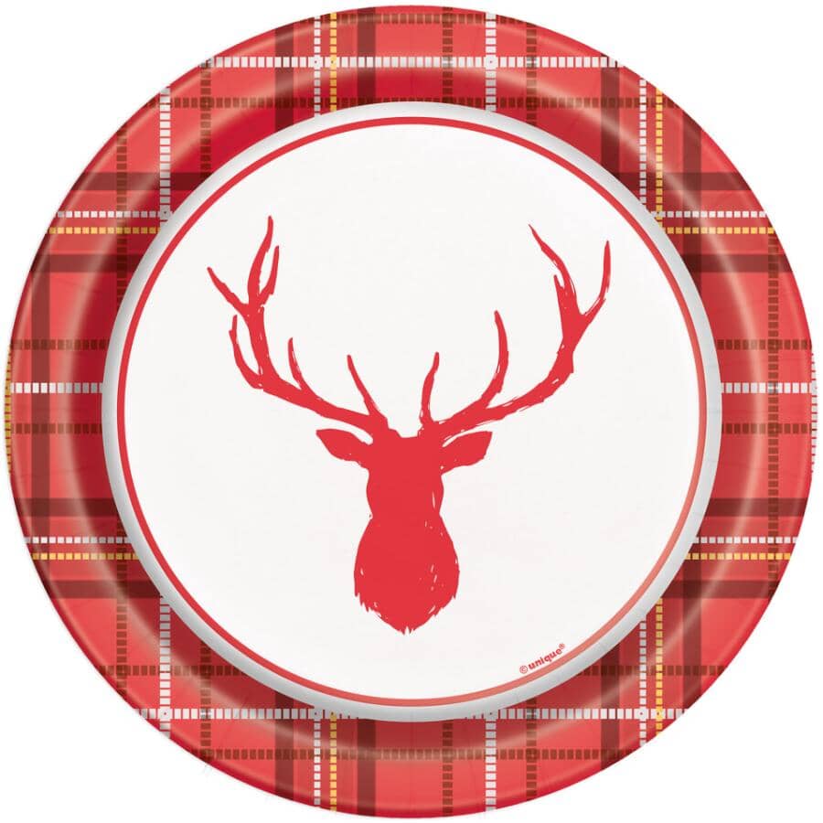 UNIQUE 7" Plaid Deer Paper Plates | Home Hardware