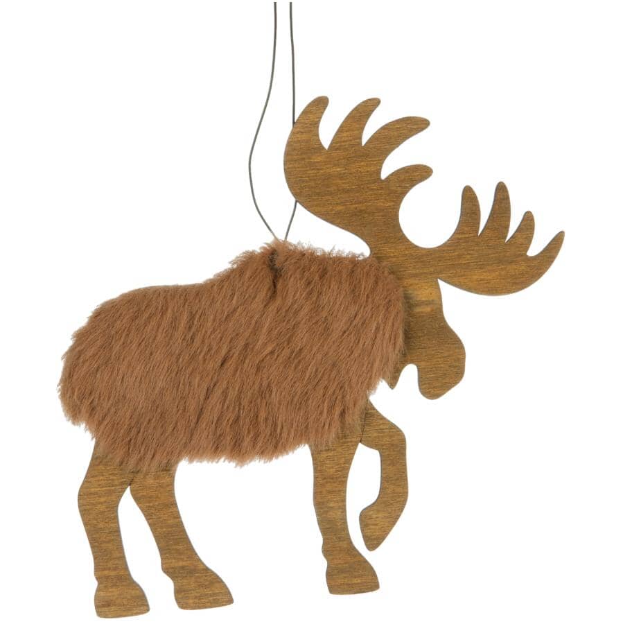 CHRISTMAS TRADITION 4.5" Brown Fuzzy Moose Ornament | Home Hardware