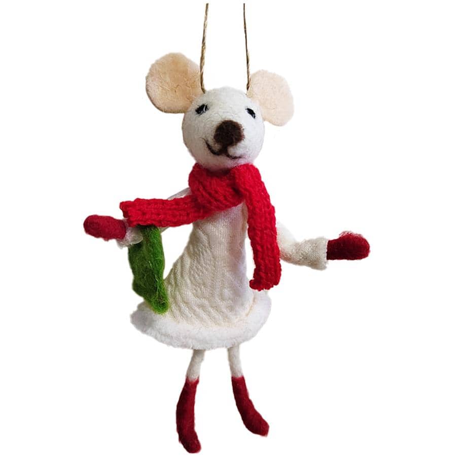 HOLLAND IMPORTS 5.5" Mouse with Red Scarf Ornament | Home Hardware