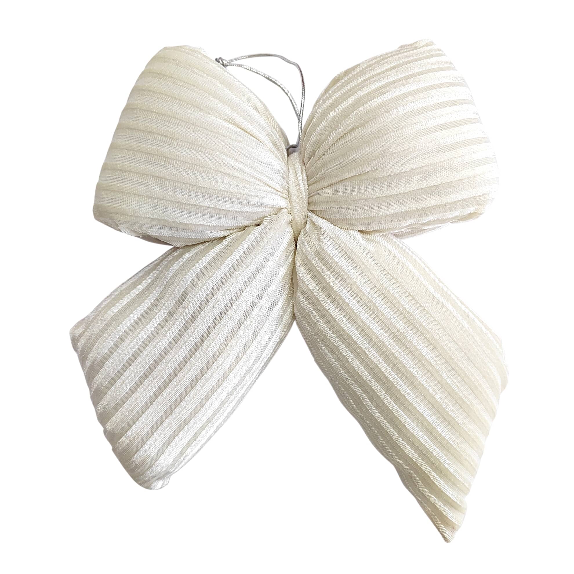 CHRISTMAS FOREVER 5" x 7" White Velvet Pleated Texture Bow | Home Hardware