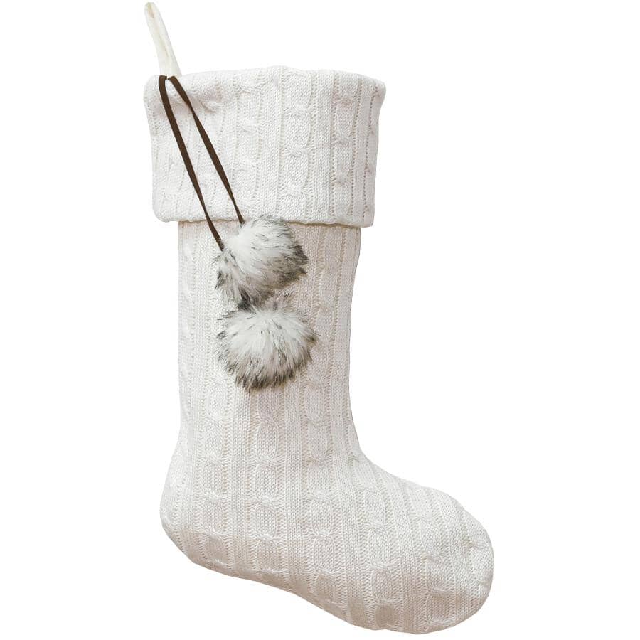 NEW TRADITIONS 20" Ivory Cable Knit Stocking | Home Hardware