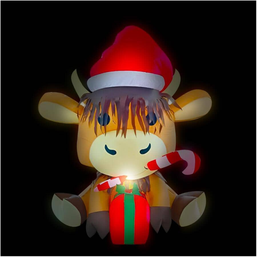 ALPINE 40" Highland Cow Airblown Inflatable Figure with LED Lights ...