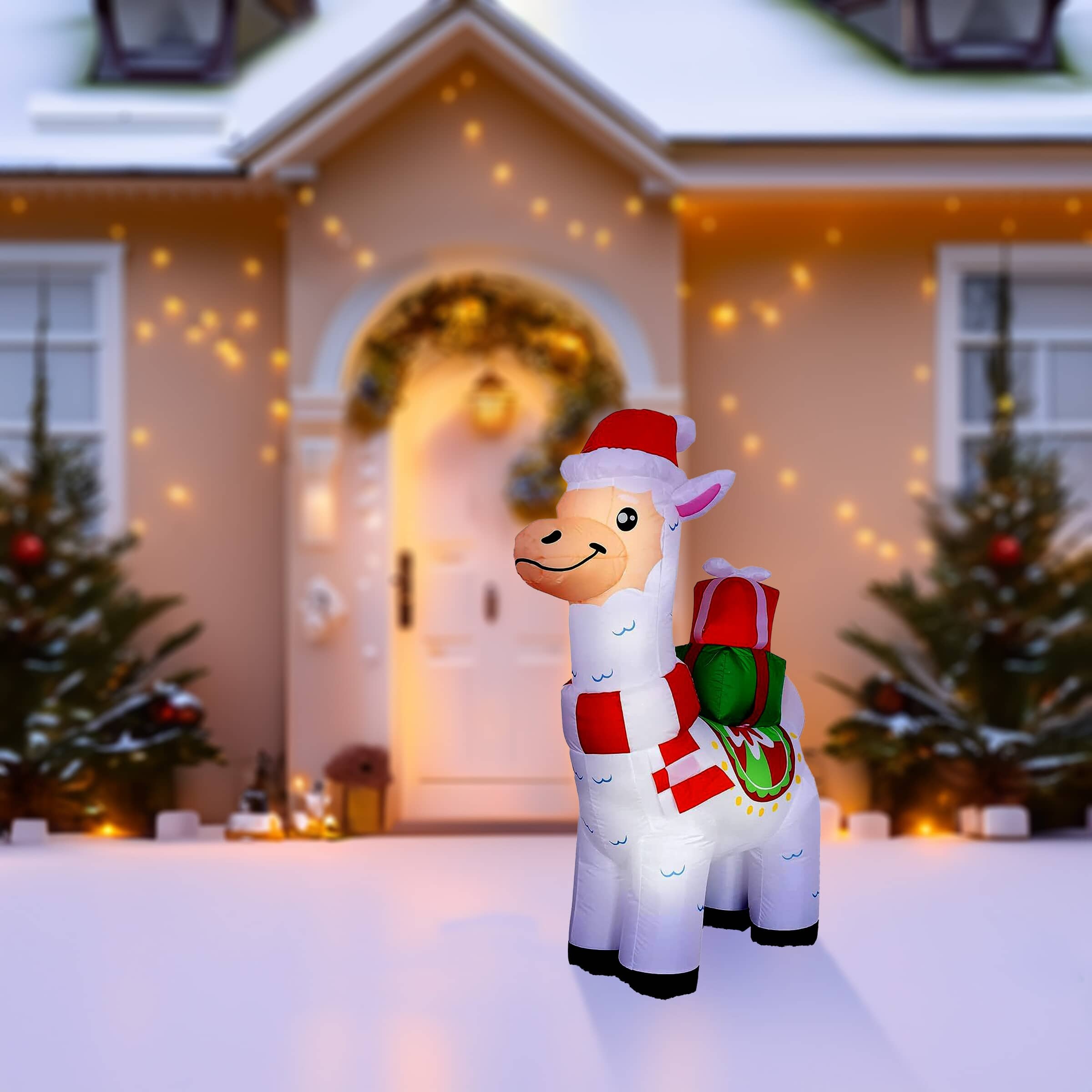 ALPINE 59" Llama with Santa Hat Airblown Inflatable Figure with LED ...