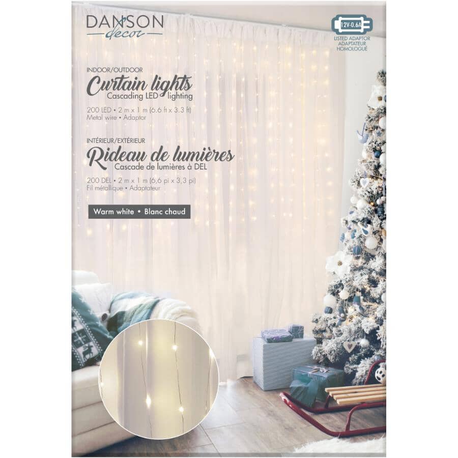 DANSON DECOR 200 LED Warm White Curtain Light Set | Home Hardware