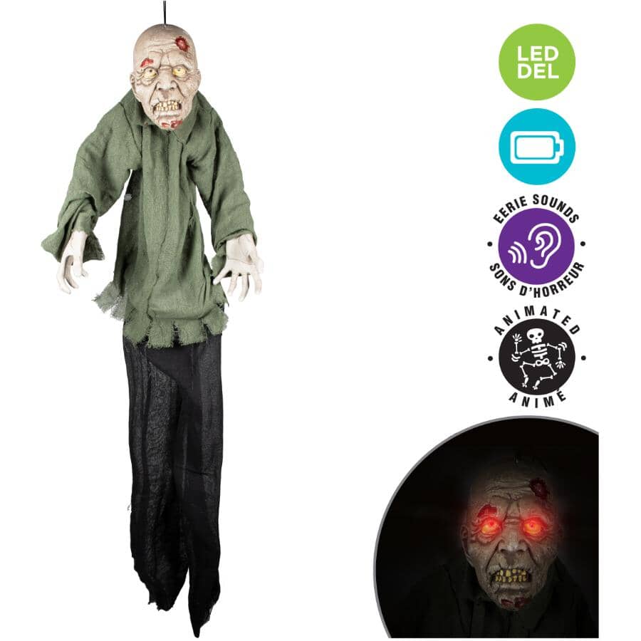 DANSON DECOR 5.4' Hanging Animated Zombie with Light | Home Hardware