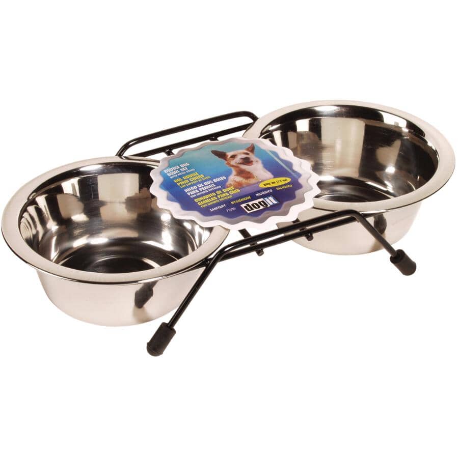 DOG IT Stainless Steel Double Food & Water Pet Dish | Home Hardware