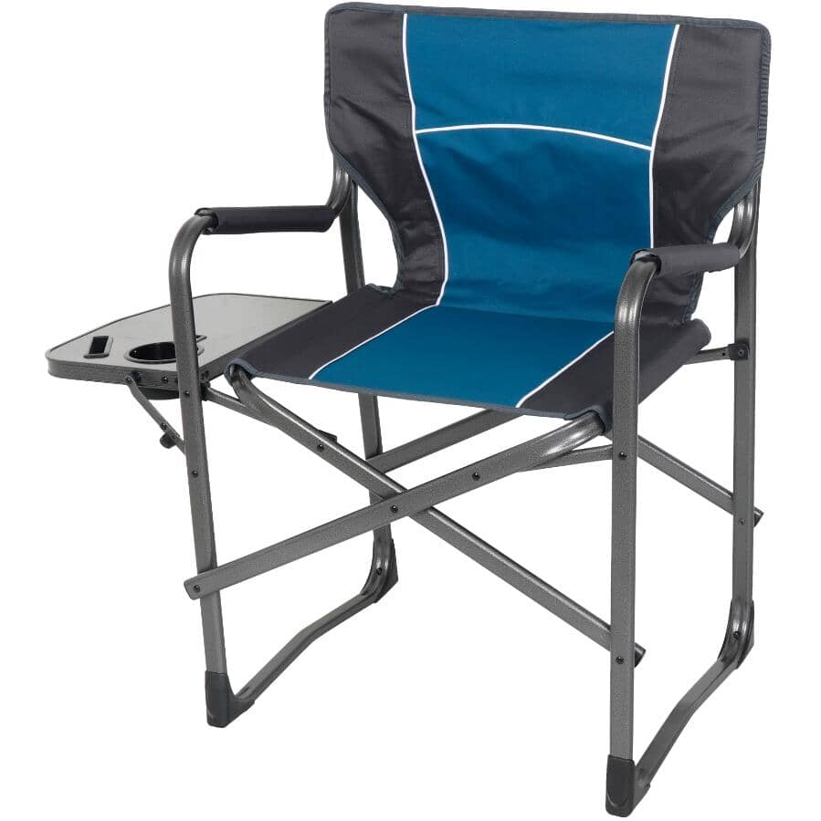 HOME ESSENTIALS Blue Directors Camping Chair, with Side Table | Home ...