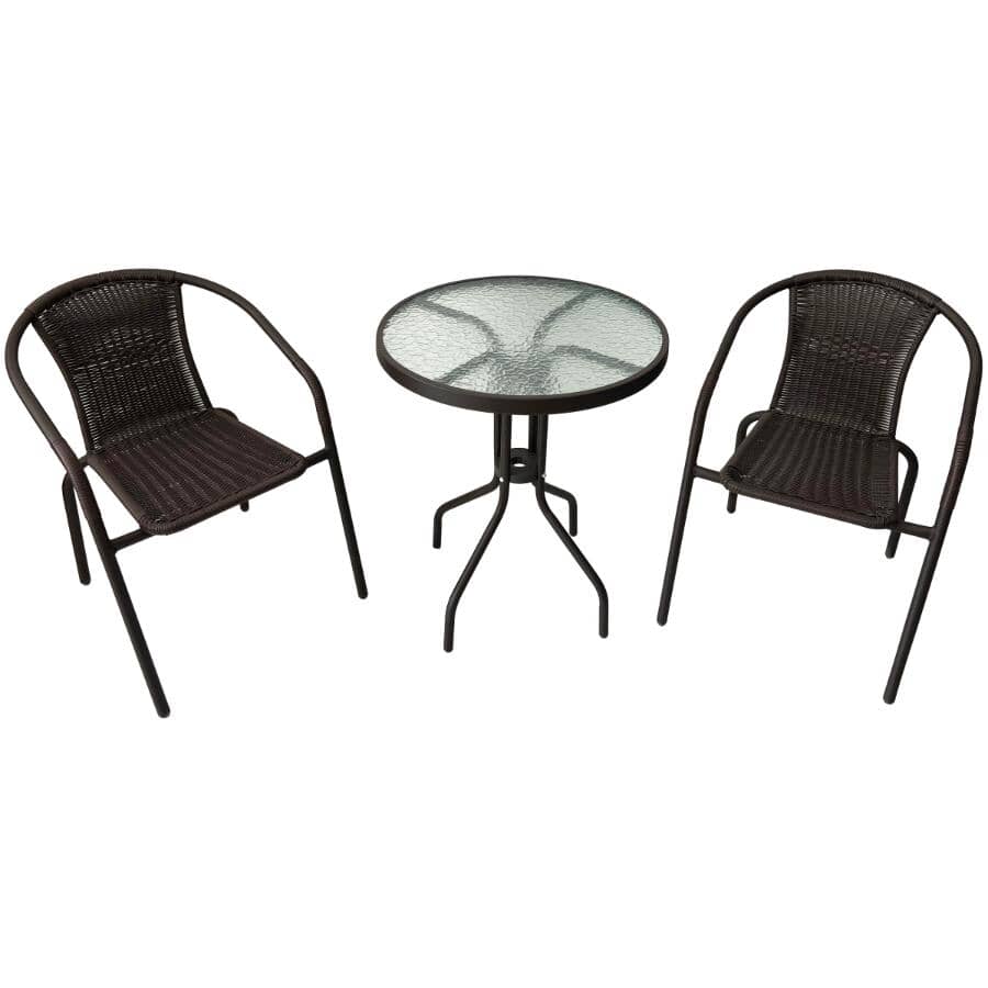INSTYLE OUTDOOR Brown Wicker Steel Frame Bistro Set | Home Hardware