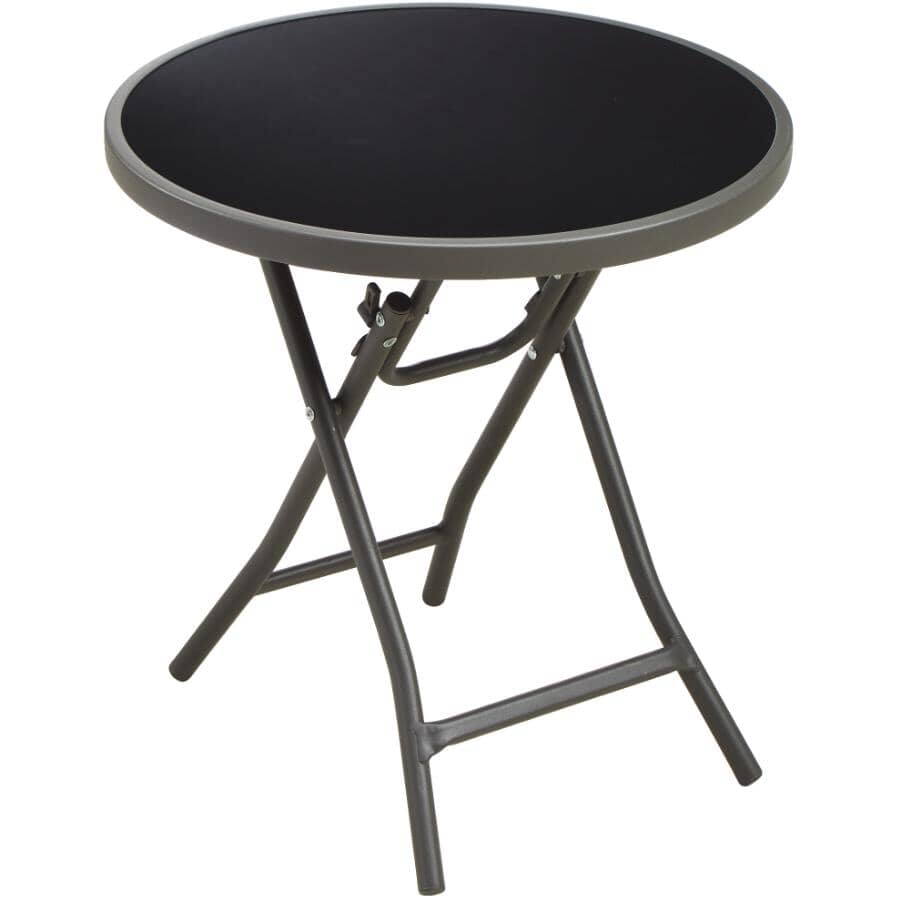 INSTYLE OUTDOOR 18" Round Glass Top Folding Side Table | Home Hardware