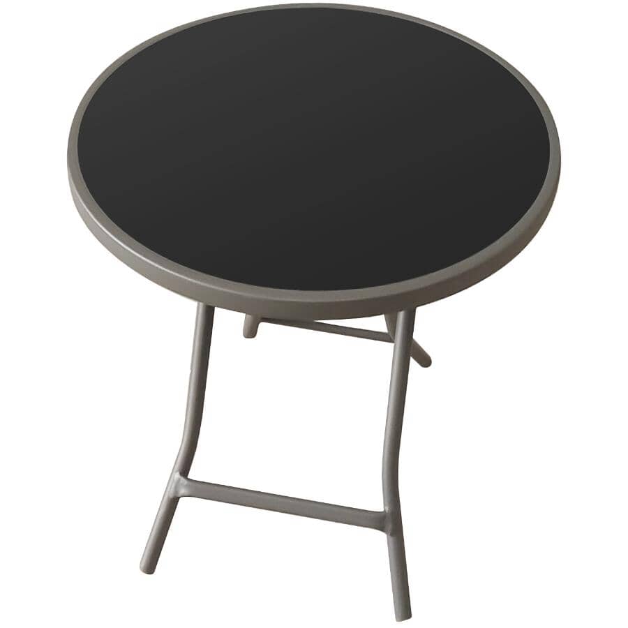 INSTYLE OUTDOOR 18" Round Glass Top Folding Side Table | Home Hardware