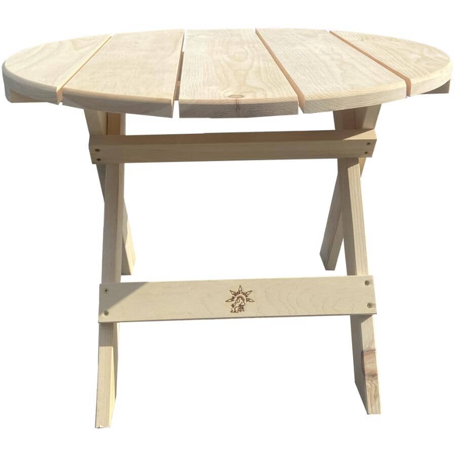 THE BEAR CHAIR Pine Round Folding Side Table | Home Hardware