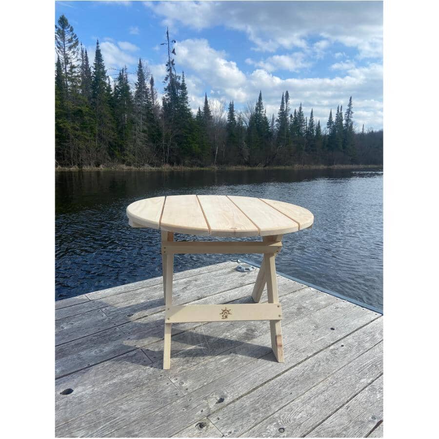 THE BEAR CHAIR Pine Round Folding Side Table | Home Hardware