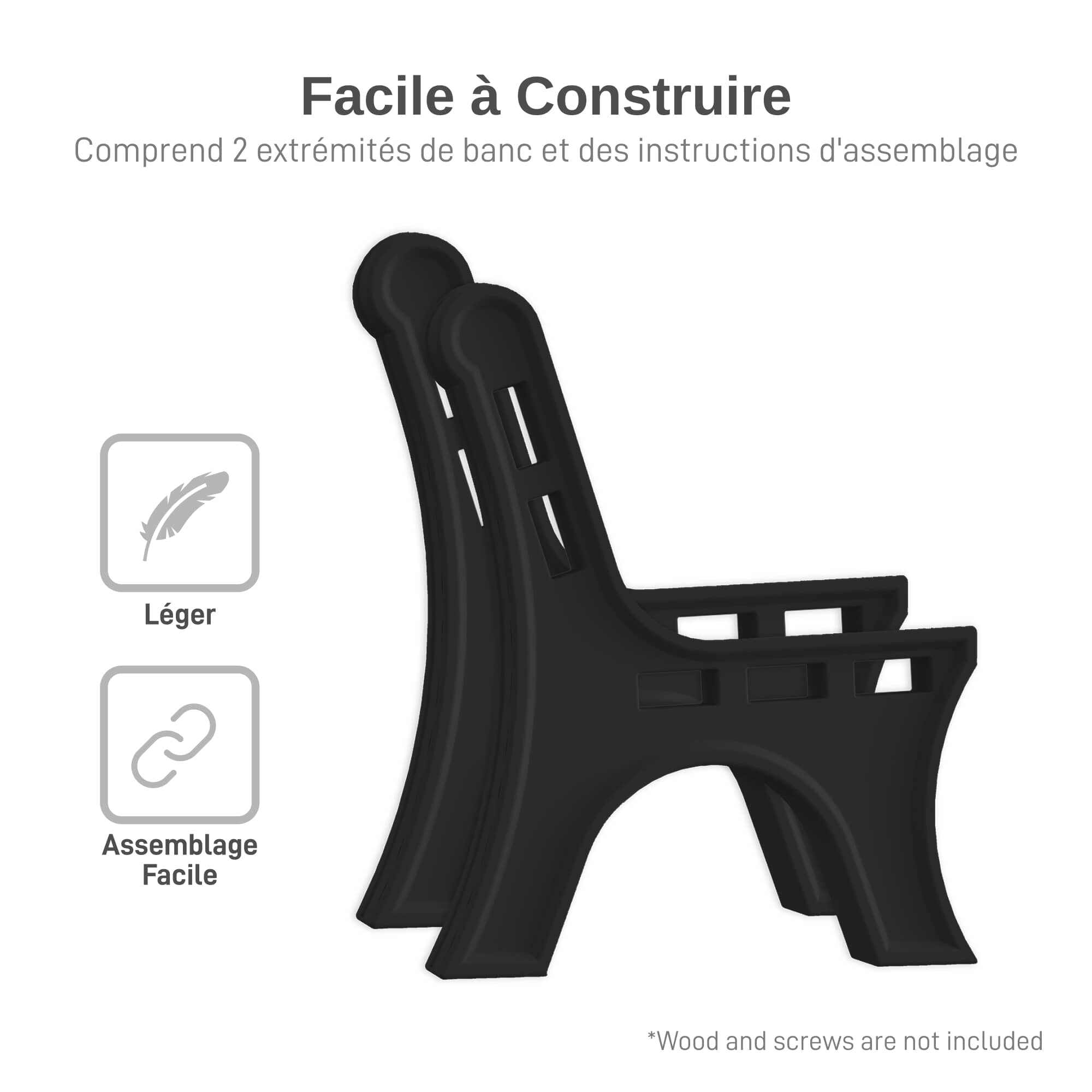 RTS HOME ACCENTS 2 Pack Black Plastic Park Bench Ends | Home Hardware