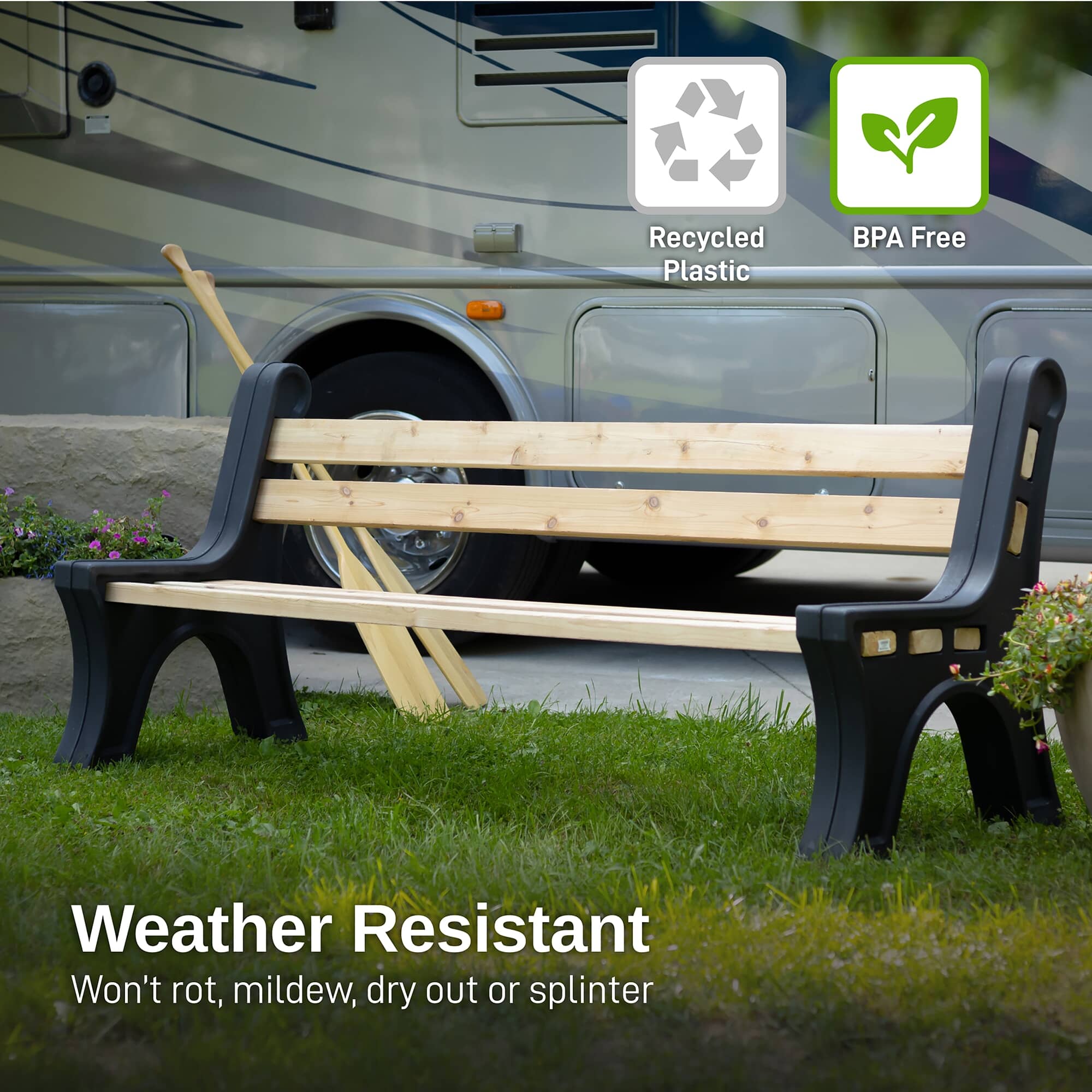 RTS HOME ACCENTS 2 Pack Black Plastic Park Bench Ends | Home Hardware