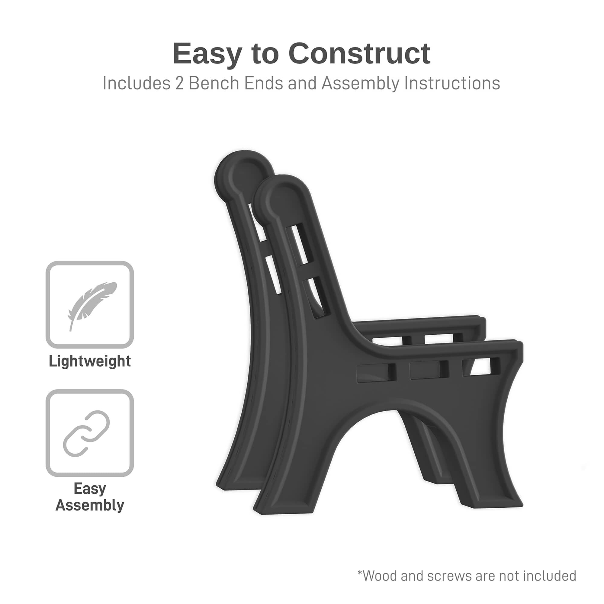 RTS HOME ACCENTS Custom Length Lightweight Indoor or Outdoor Bench Ends ...
