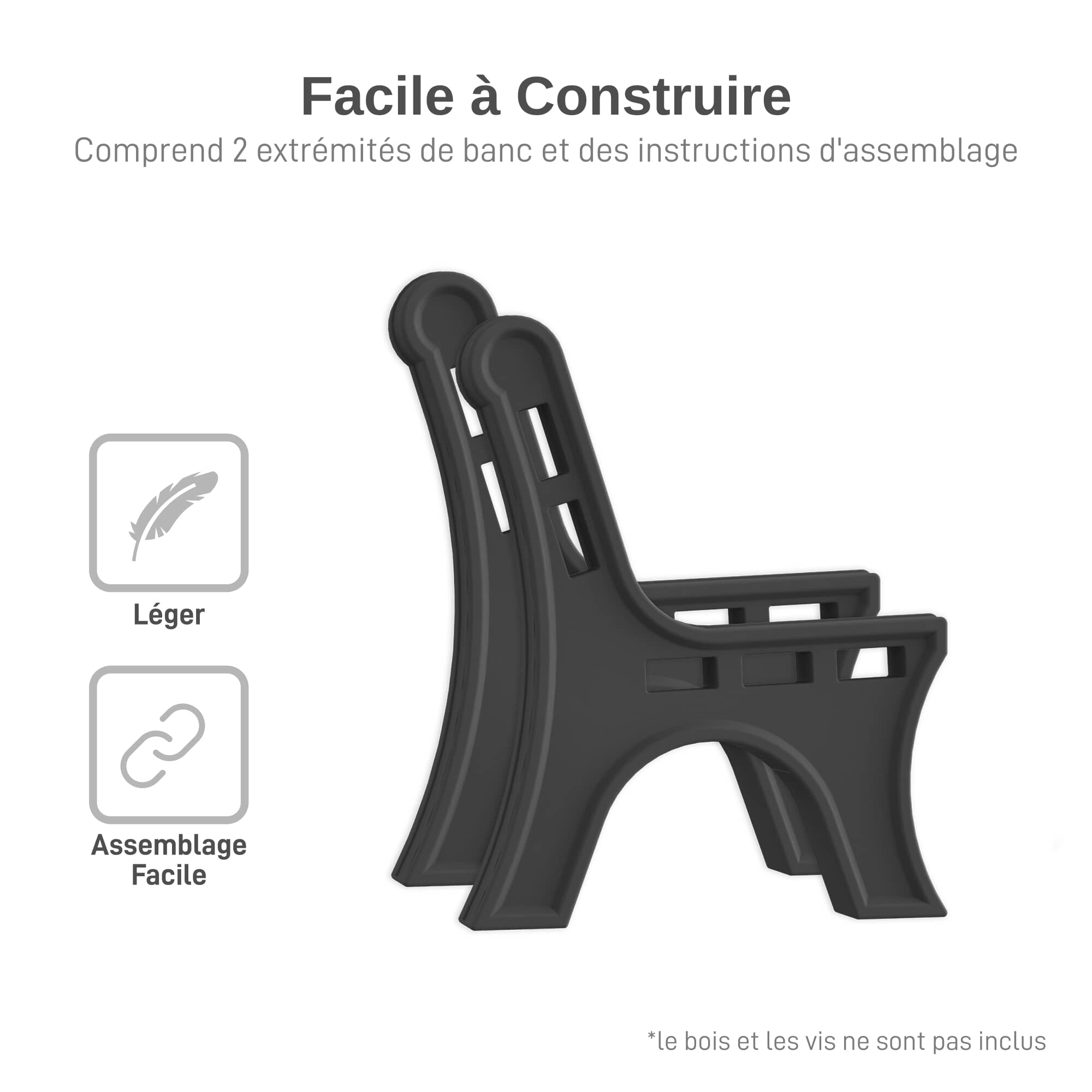 RTS HOME ACCENTS Custom Length Lightweight Indoor or Outdoor Bench Ends ...