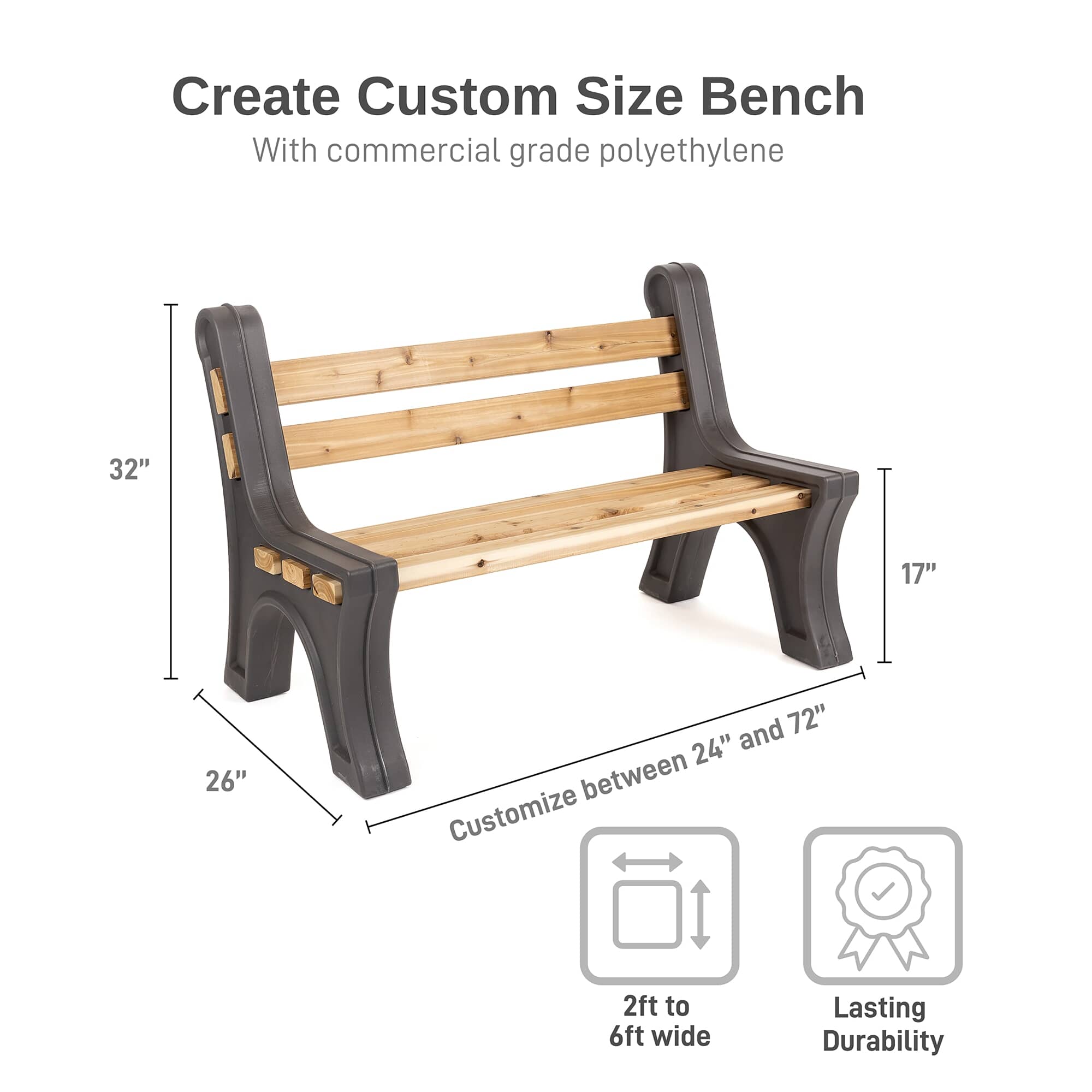 RTS HOME ACCENTS Custom Length Lightweight Indoor or Outdoor Bench Ends ...