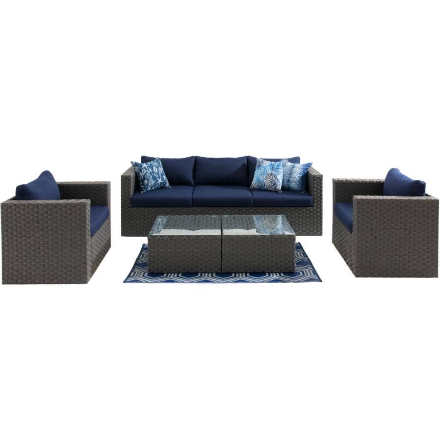 Instyle Outdoor 5 Piece Bluestone Wicker Conversation Set | Home Hardware