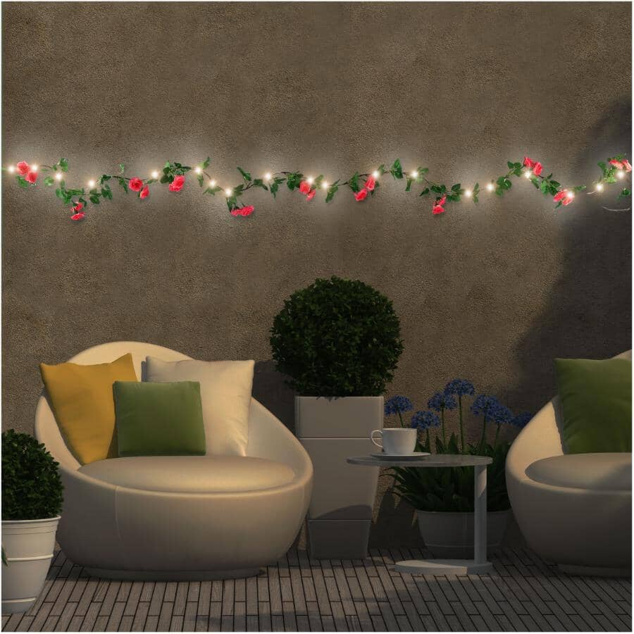 ALPINE LED Rose & Leaf Solar String Light Set | Home Hardware