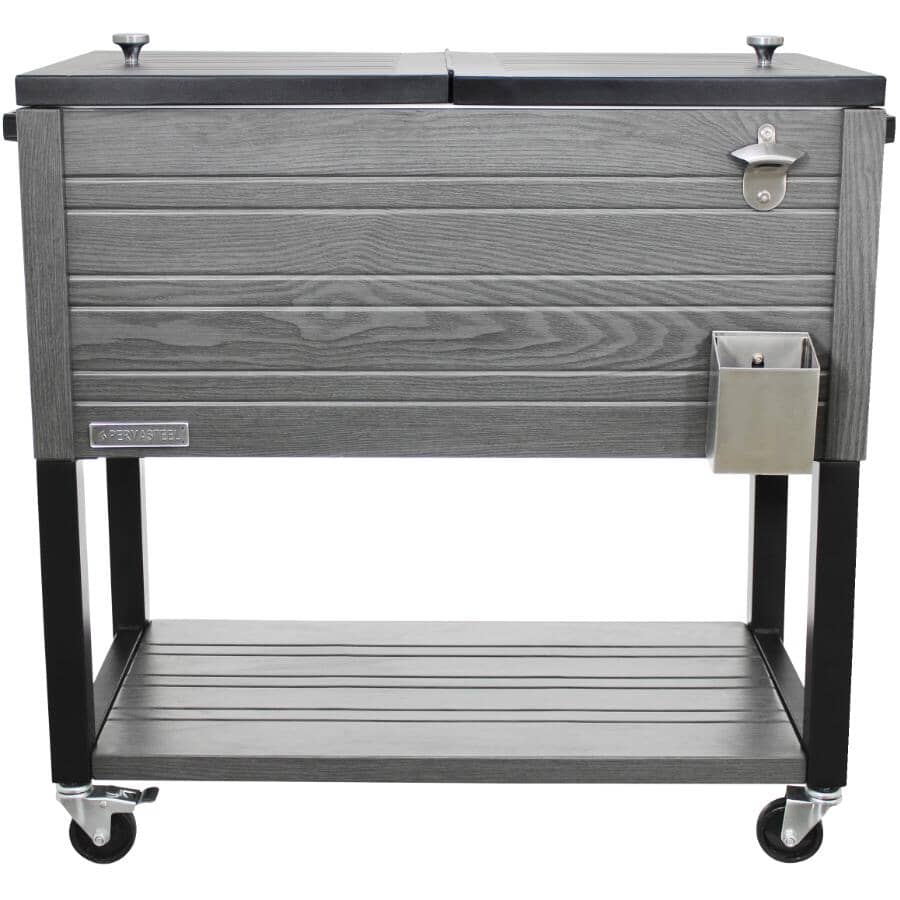 PERMASTEEL Rustic Wood Grain Rolling Patio Cooler | Home Hardware