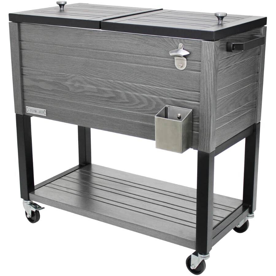 PERMASTEEL Rustic Wood Grain Rolling Patio Cooler | Home Hardware