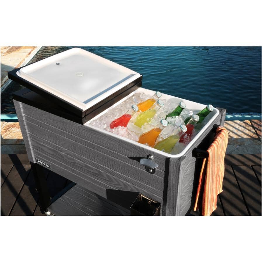 PERMASTEEL Rustic Wood Grain Rolling Patio Cooler | Home Hardware