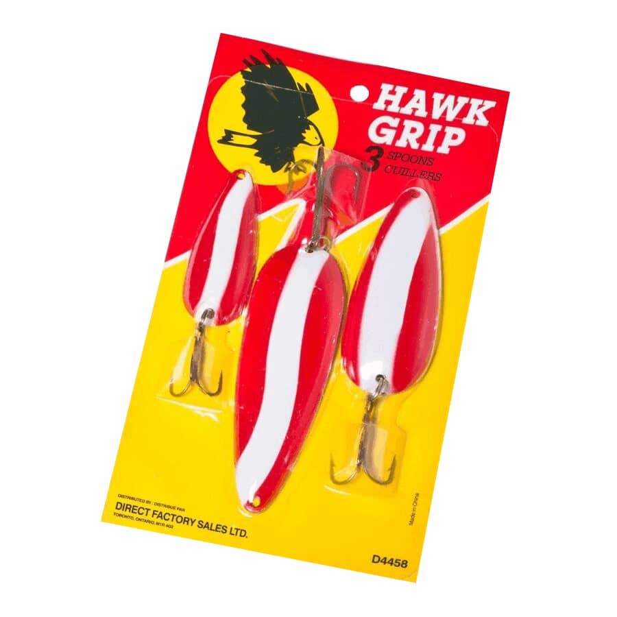 HAWK GRIP 3 Pack Red/White Large Devil Bait Fishing Lures | Home Hardware