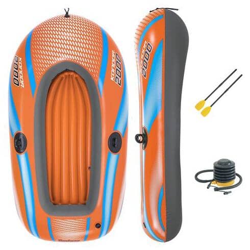 WORLD FAMOUS 2 Person Vinyl Inflatable Boat Kit, with Oars | Home Hardware