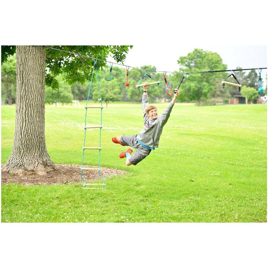 Slackers 30' NinjaLine Kit, with 7 Hanging Obstacles | Home Hardware