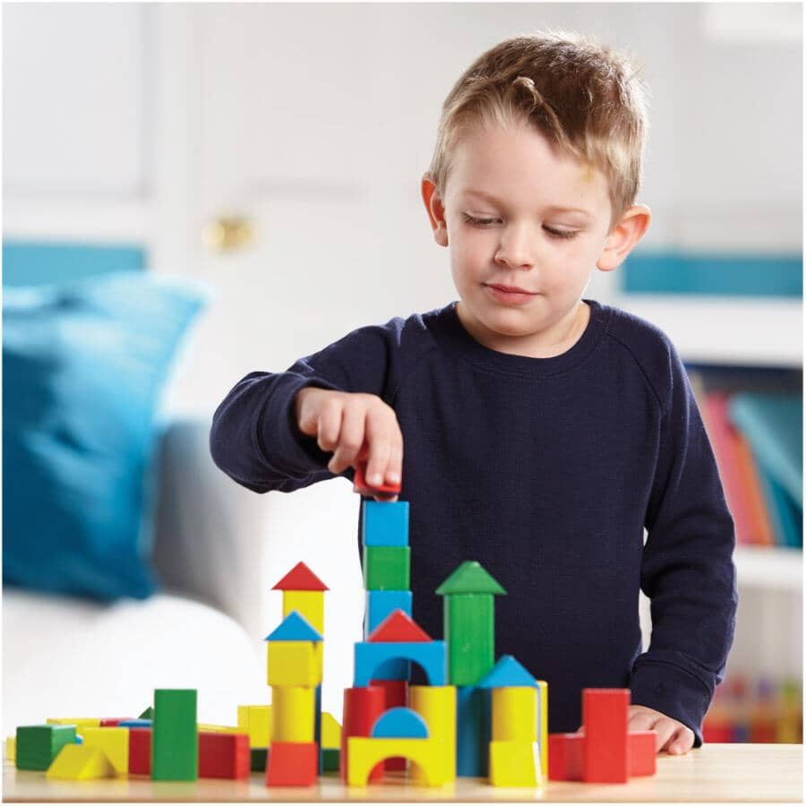 MELISSA & DOUG 100 Piece Coloured Wood Building Blocks | Home Hardware