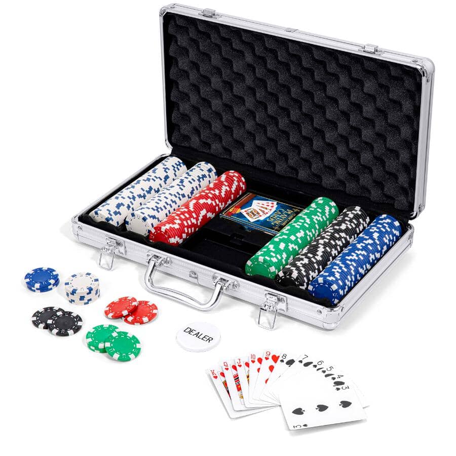 IDEAL 300 Pack Poker Chips with Aluminum Silver Case | Home Hardware
